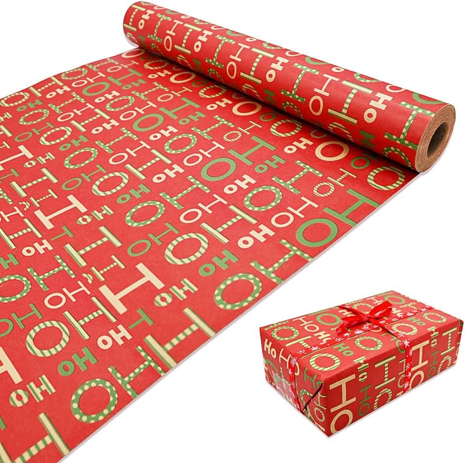 Gift Wrapping Paper Roll Kraft: Christmas Wrapping Paper Recyclable ...