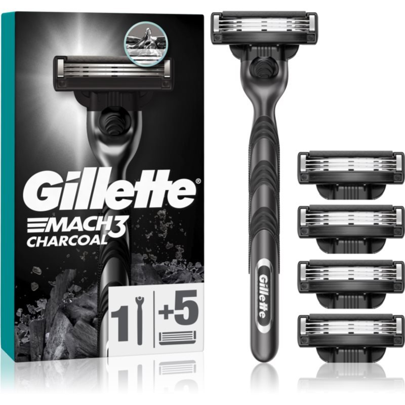 Gillette Mach3 Charcoal Golarka + Głowice Zapasowe 5 Szt. | Sklep EMPIK.COM