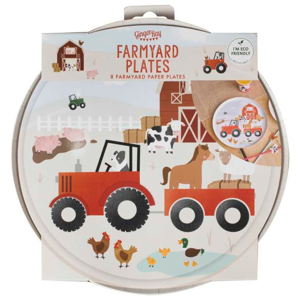 Gingerray Talerzyki papierowe Farm Animals Paper Party Plates - Ginger ...