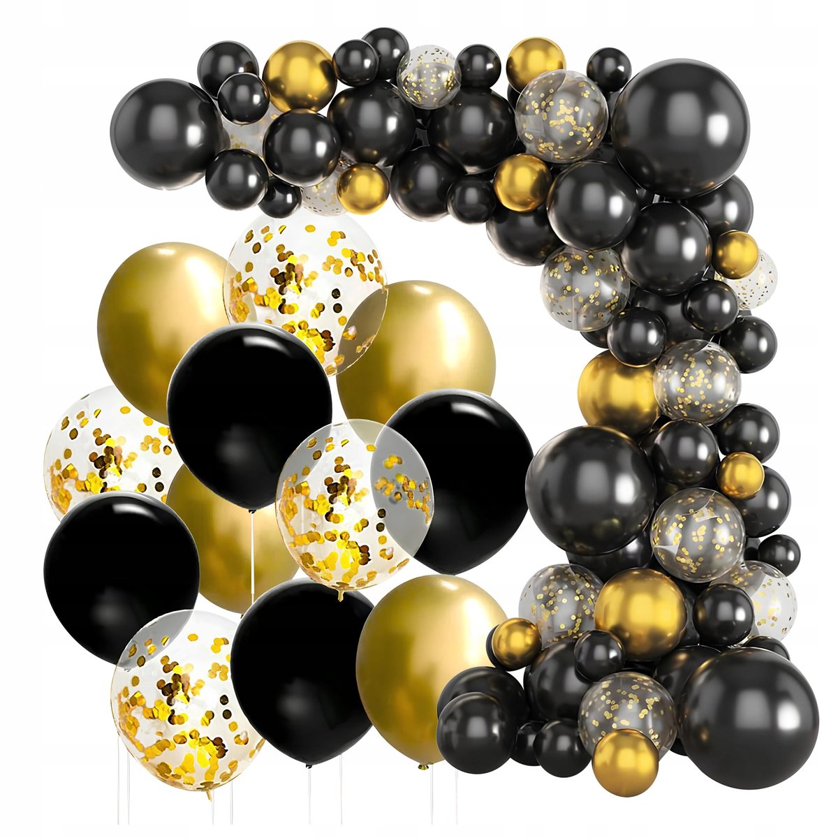 Girlanda Balonowa 45 Balonów Z Konfetti Czarno-Złota Na Chrzest Urodziny - Nice Stuff ...