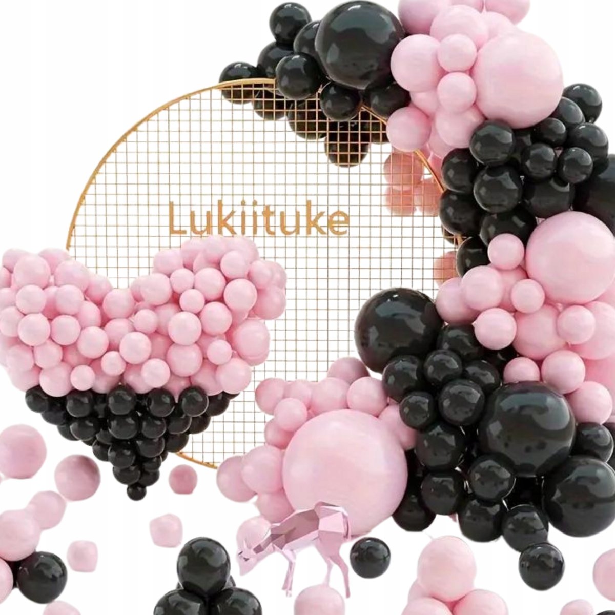 GIRLANDA BALONOWA BALONY RÓŻOWE CZARNE ZESTAW URODZINY DEKORACJA 18 - Inna marka | Przyjęcia i ...