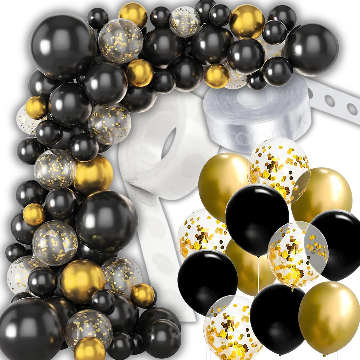 GIRLANDA BALONOWA NA 18 URODZINY CZARNO ZŁOTA ZESTAW DEKORACJI ŚCIANKA XXL - Eddcom | Sklep ...
