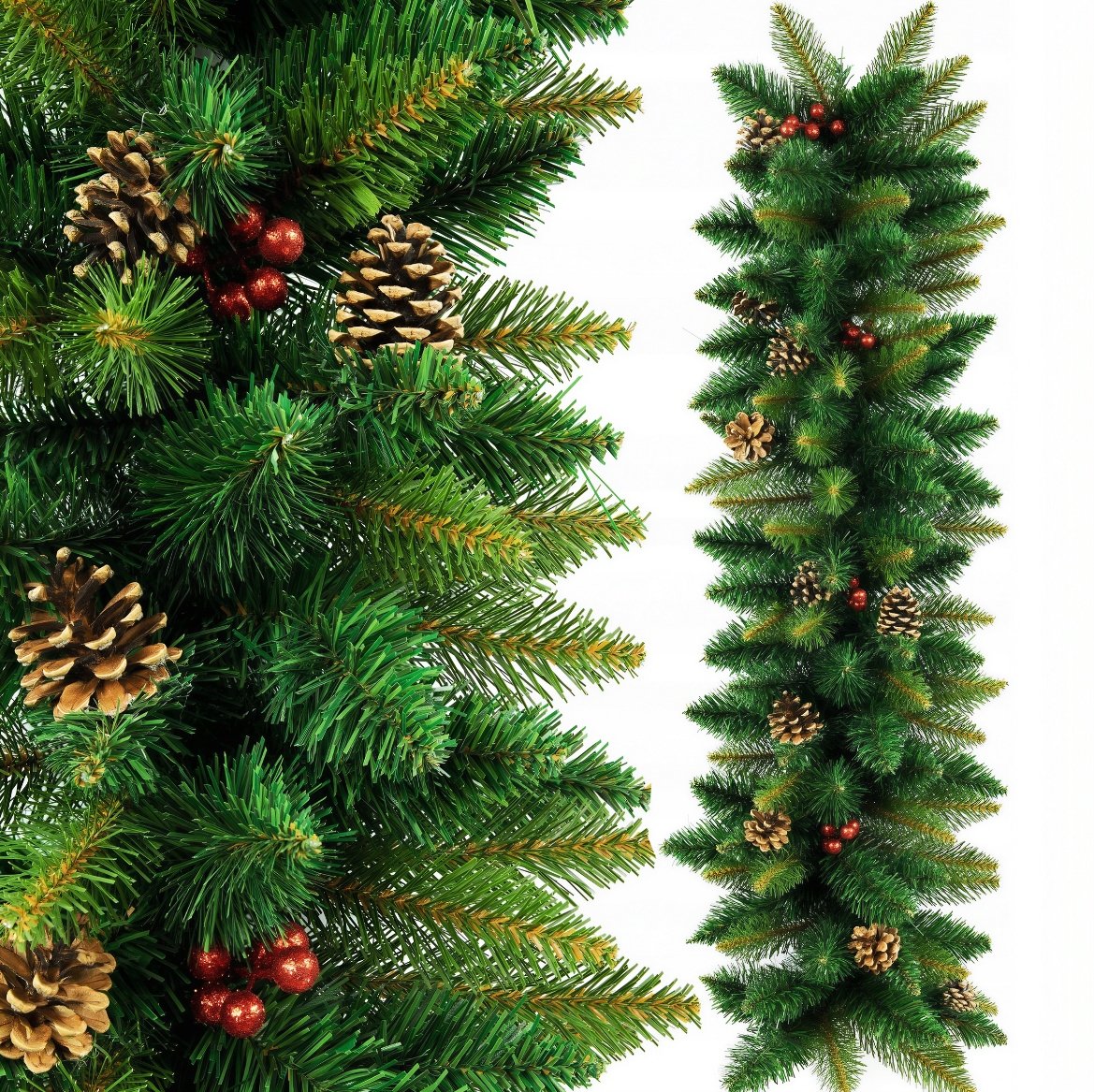 Girlanda choinkowa Girlanda świąteczna + Szyszki + Jarzębina 100cm ...