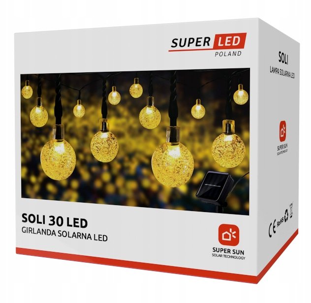Girlanda solarna LED ogrodowa 12m 30 LED kulki solarne SuperLED - SuperLed | Sklep EMPIK.COM