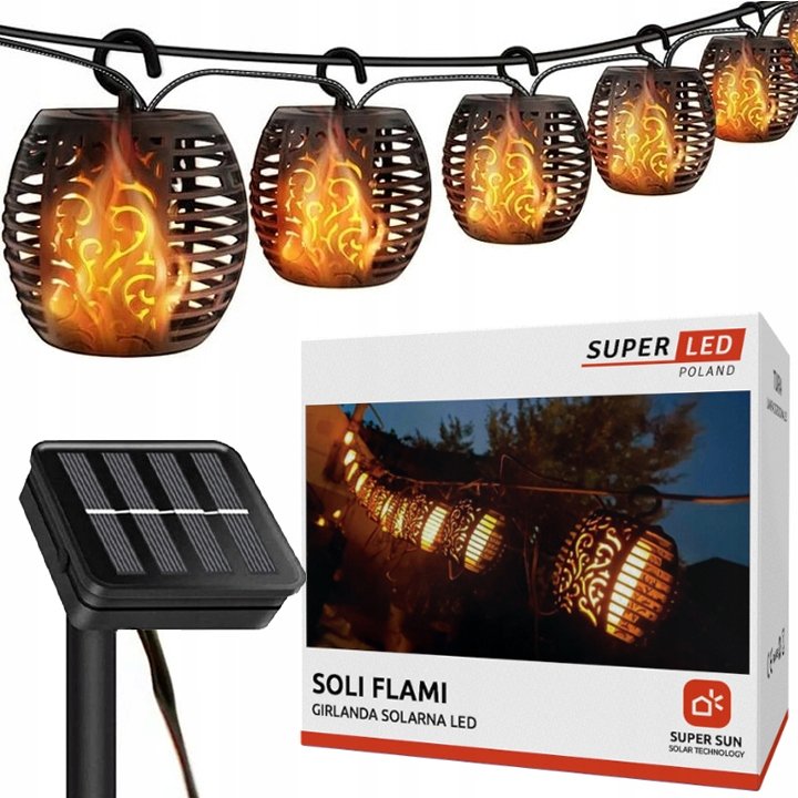 Girlanda solarna LED ogrodowa świetlna 20x LED płomień SuperLED - SuperLed | Sklep EMPIK.COM