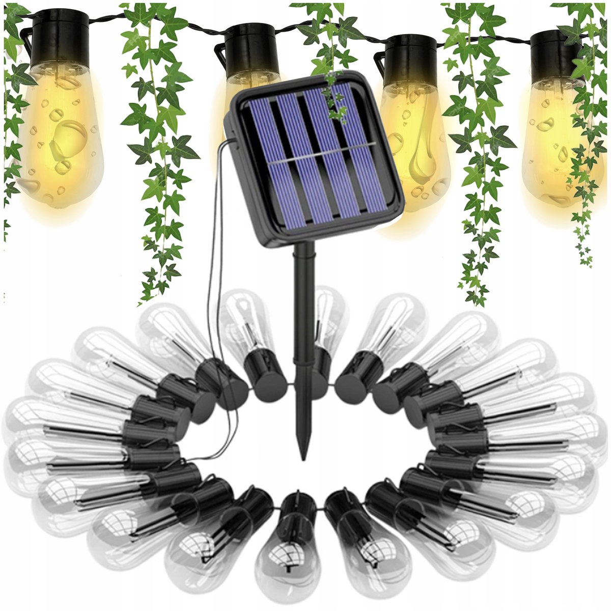 Girlanda Solarna Ogrodowa 20 LED 5 metrów Lampki Solarne Żarówki Na Balkon - Berge | Sklep EMPIK.COM