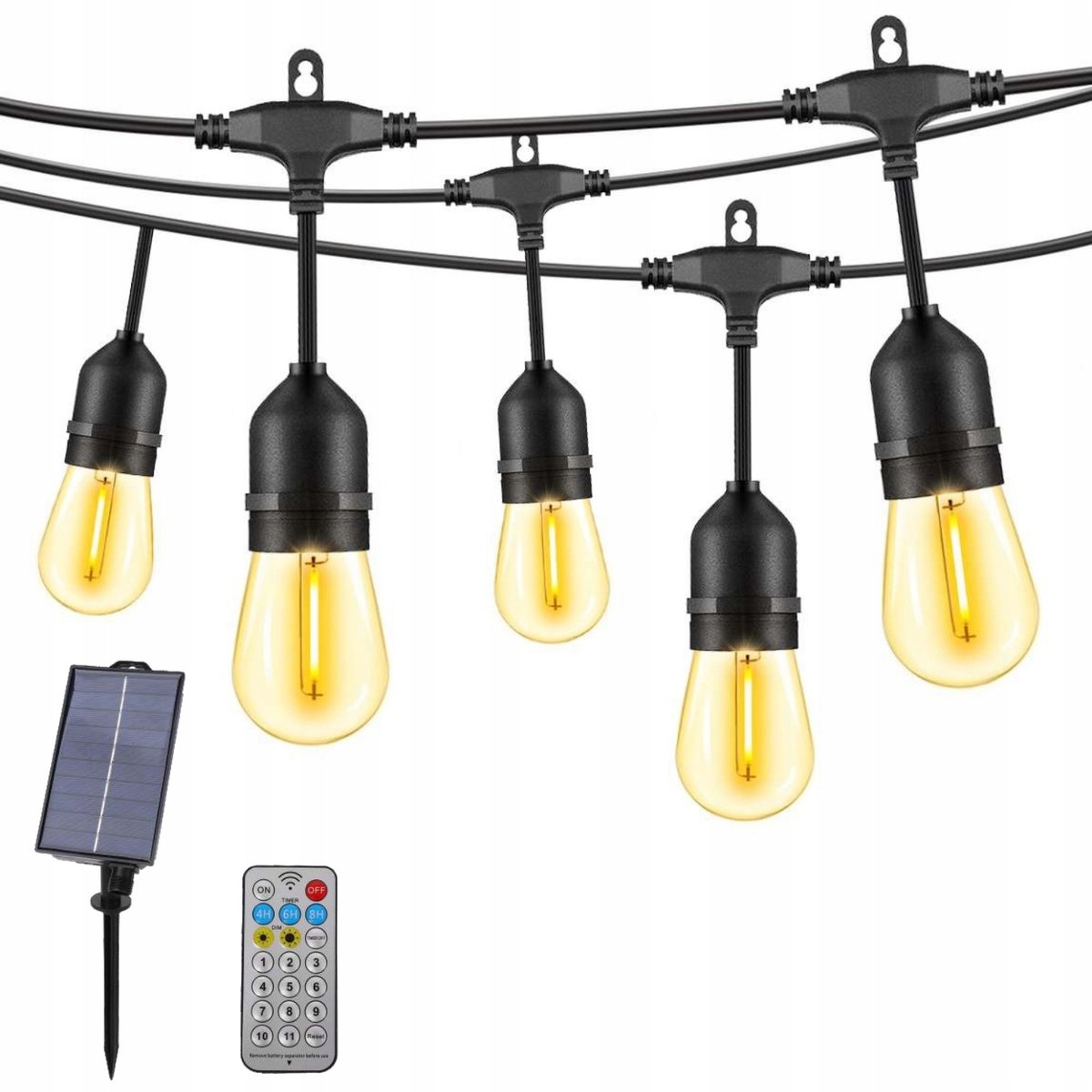 GIRLANDA SOLARNA OGRODOWA LAMPKI SOLARNE 15M 30+2X ŻARÓWKA PILOT 11 TRYBÓW - Inna marka | Sklep ...