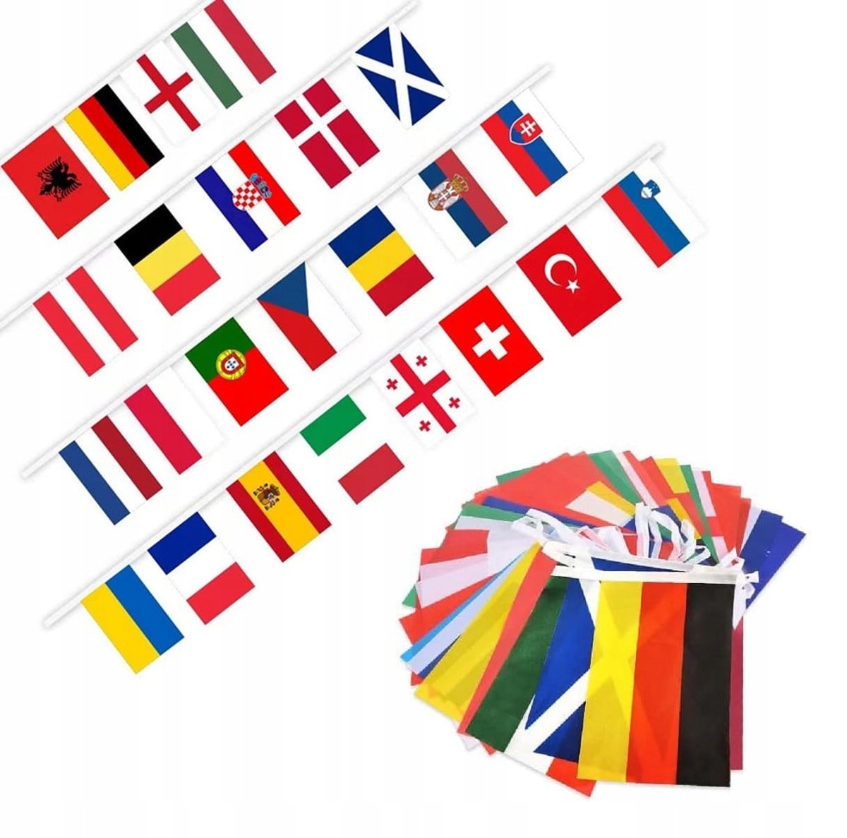 Girlanda z flagami Euro 2024 24 flagi 45x30 cm 14 m do dekoracji - Euro ...