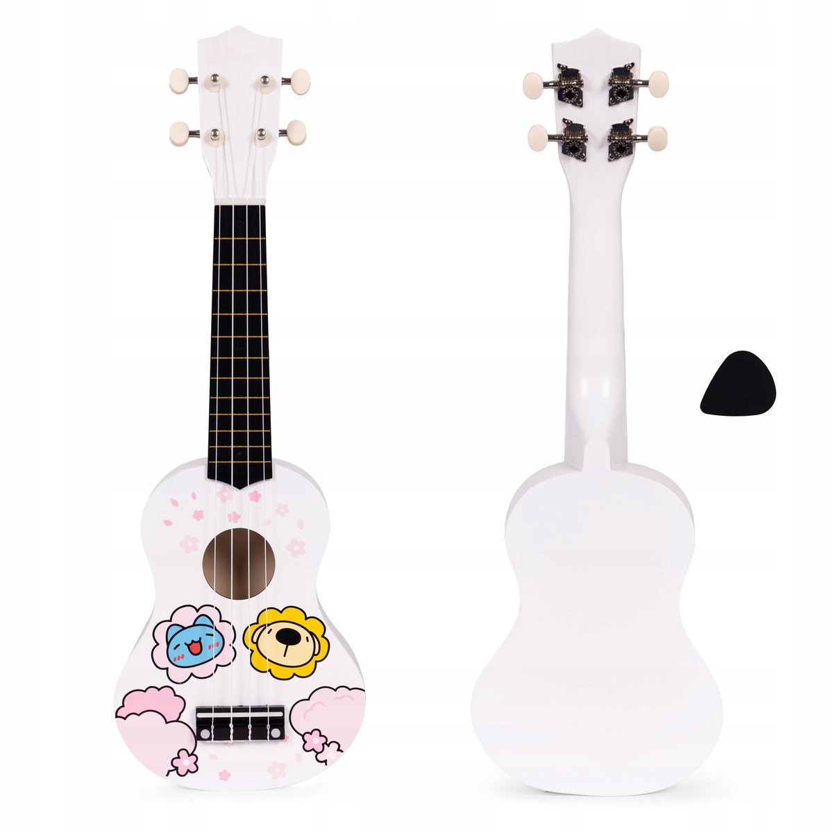 Gitara ukulele dla dzieci drewniana 4 struny nylonowe kostka do gry ...
