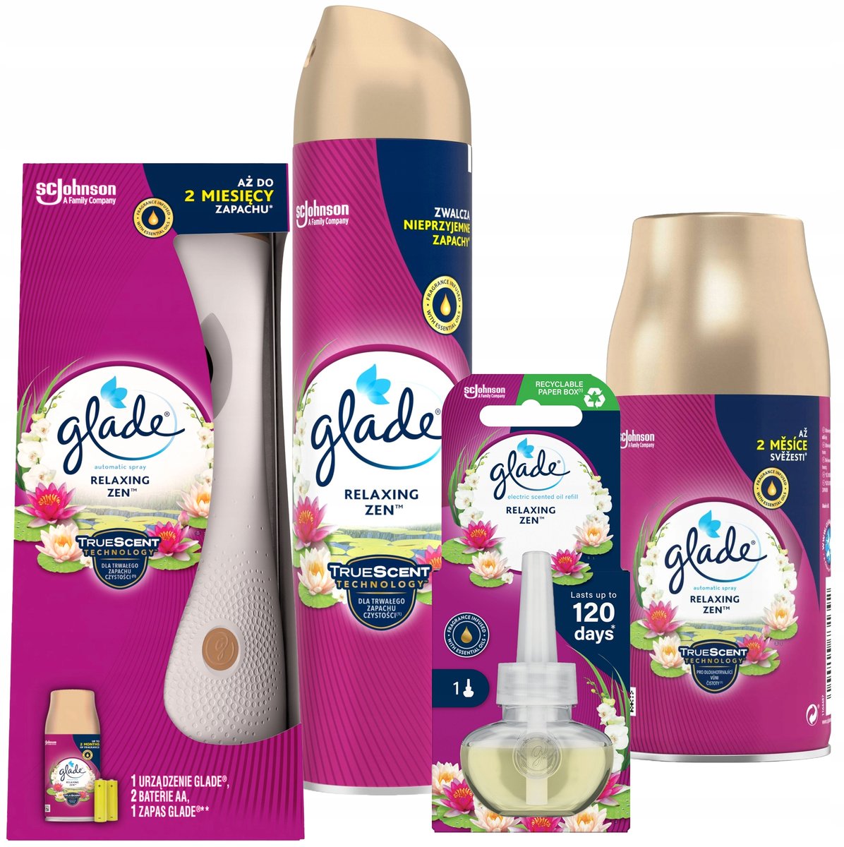 Glade Dyfuzor Relaxing, Wkład Relaxing 269Ml + Wkład Elekt. + Spray 300Ml - Glade | Sklep EMPIK.COM