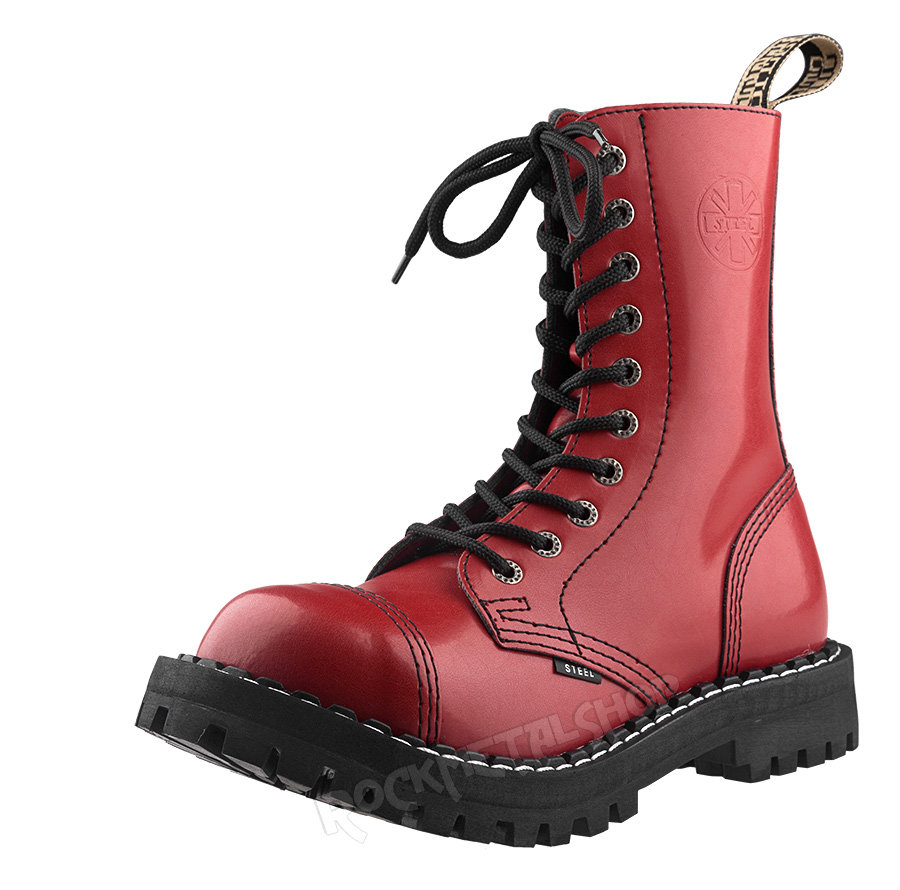 glany STEEL - FULL RED (10-dziurkowe)-47 - Steel | Moda Sklep EMPIK.COM