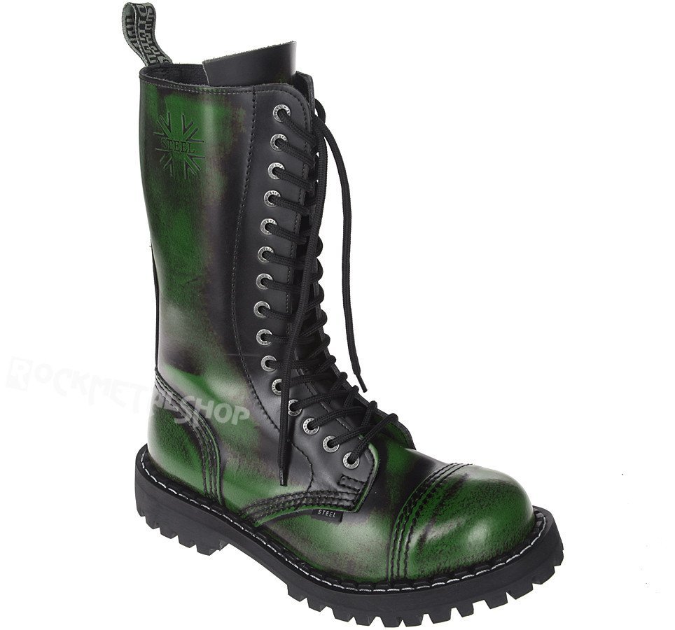 glany STEEL - KHAKI / BLACK (15 dziurek)-36 - Steel | Moda Sklep EMPIK.COM