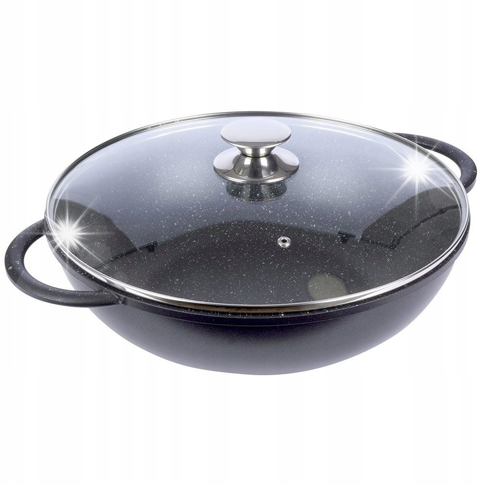 Głęboki WOK patelnia granitowa z pokrywką do smażenia ORION GRANDE 32 ...