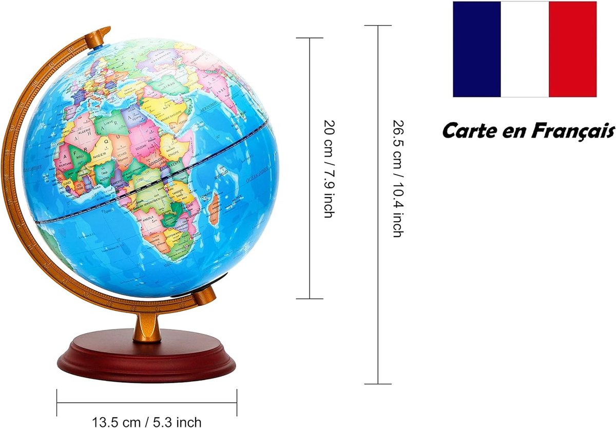 Globus EXERZ Podświetlana Kula Świata 20 cm - Mapa Francuska - NIKCORP ...