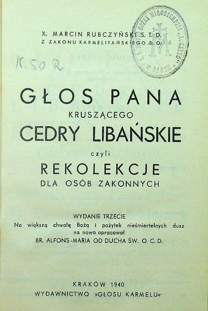 Głos Pana kruszącego Cedry Libańskie czyli Rekolekcje dla osób ...