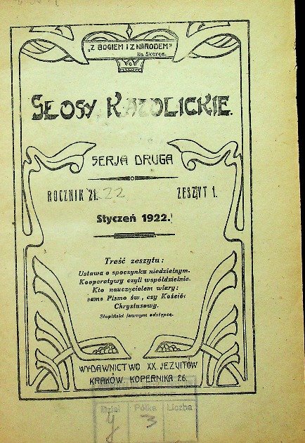 Głosy Katolickie Serja druga nr 1 do 12 1922 r. - W opisie | Książka w ...