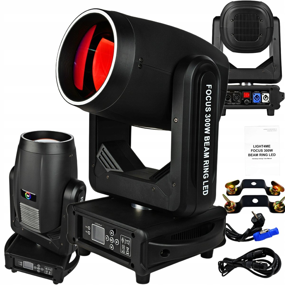 GŁOWA RUCHOMA FOCUS 300W BEAM RING LED GOBO PRYZMA 360 STOPNI RAINBOW ...