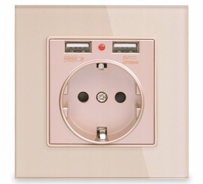 GNIAZDKO SZKLANE Z 2x USB ZŁOTE KONTAKT + PUSZKA - Baron | Sklep EMPIK.COM