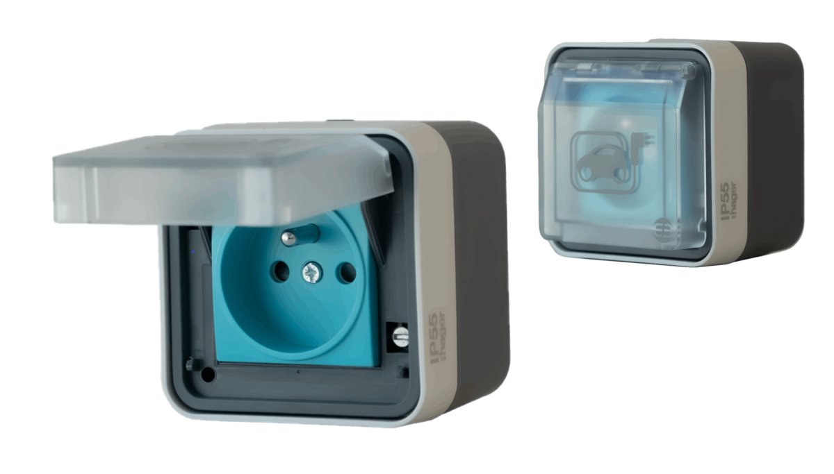 Gniazdo Ładowania Pojazdów Elektrycznych Natynkowe 2P+E IP55 16A 230V ...