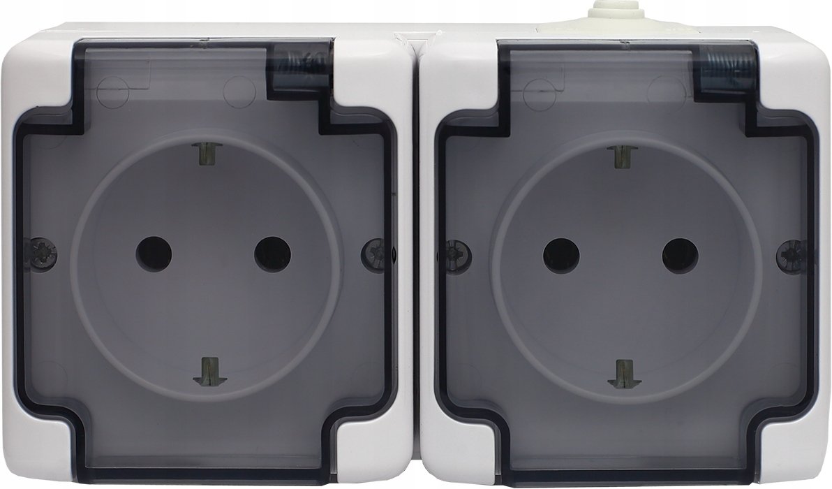 Gniazdo podwójne hermetyczne natynkowe z/u Schuko IP54 białe BRYZA ...