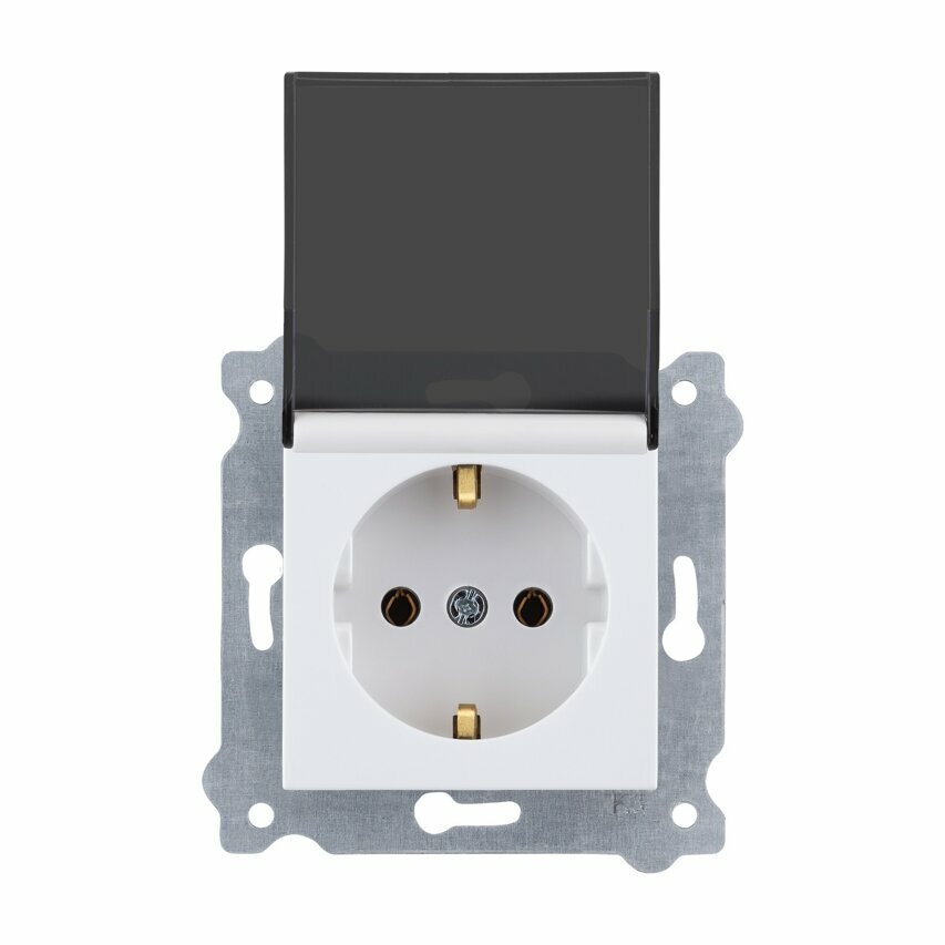 Gniazdo z uziemieniem Exen Schuko 2p+e i pokrywą gniazda Exen Biały ...