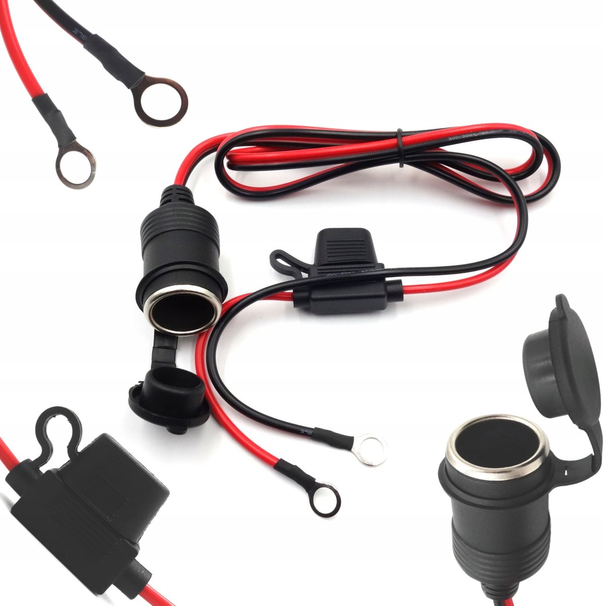 GNIAZDO ZAPALNICZKI MONTAŻOWE Z BEZPIECZMIKIEM 15A 8,4mm 12V 24V PRZEWÓD 3m - Inna marka ...