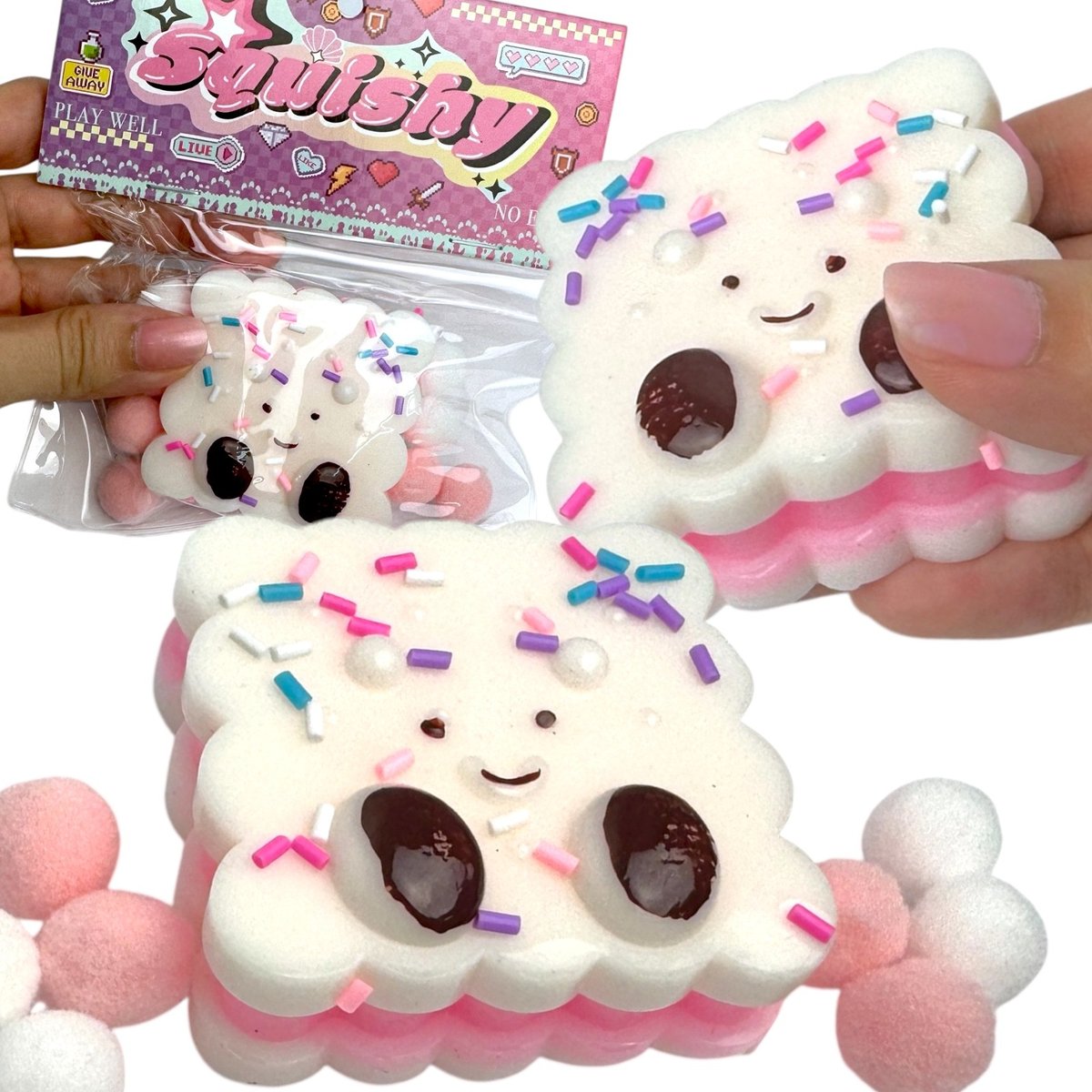 Gniotek Taba Ciasteczko Happy Herbatnik Kawaii Miś - Biały ...