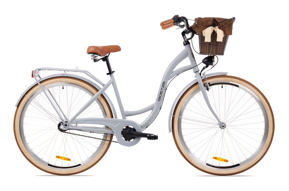 Goetze, Rower Miejski Style 28" 3 Biegi Szaro Brązowy , Kosz - Goetze ...