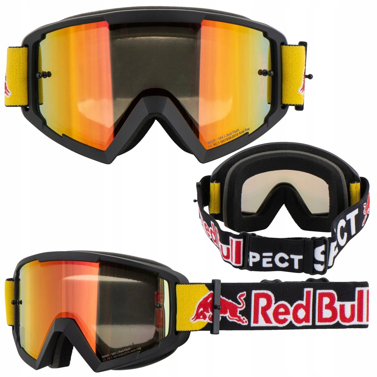 GOGLE MOTOCYKLOWE MOTOCROSSOWE RED BULL CROSS ENDURO QUAD OFF-ROAD ...