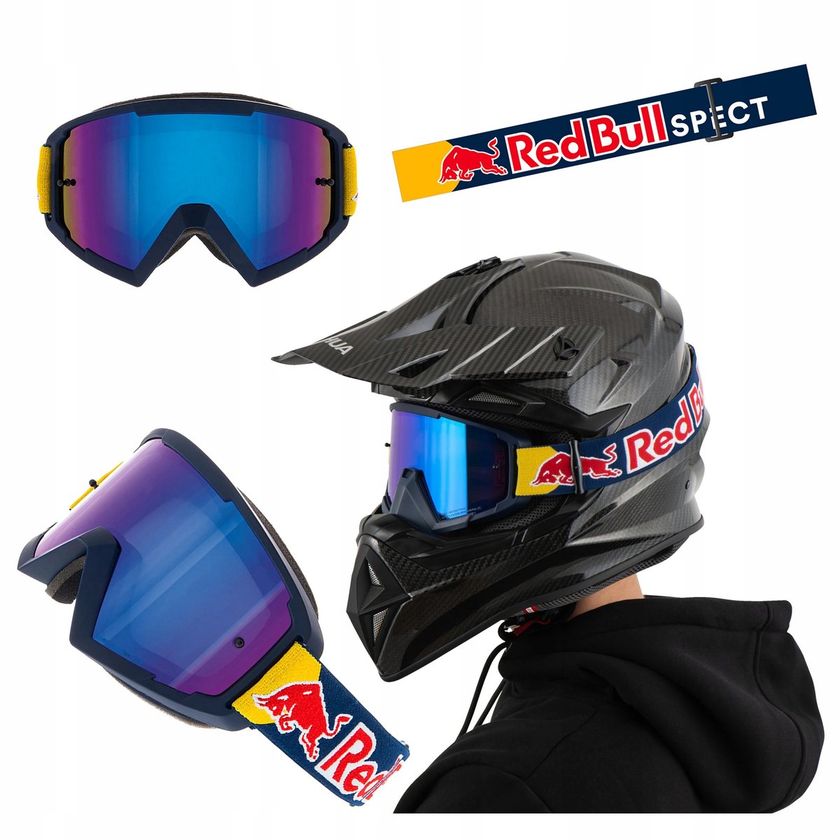 Gogle Motocyklowe Red Bull Cross Enduro Quad Ochrona Uv - HLO ...