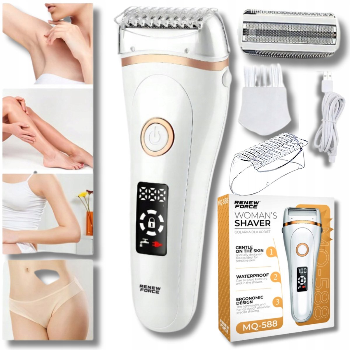 Golarka Damska Depilator Bezprzewodowy Miejsc Intymnych Nóg Pach Ciała LCD - bez marki | AGD ...