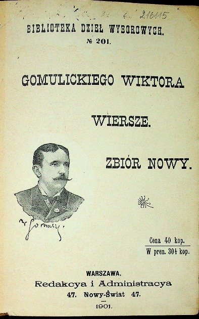 Gomulicki wiersze zbiór nowy 1901 r. - Gomulicki Wiktor | Książka w Empik