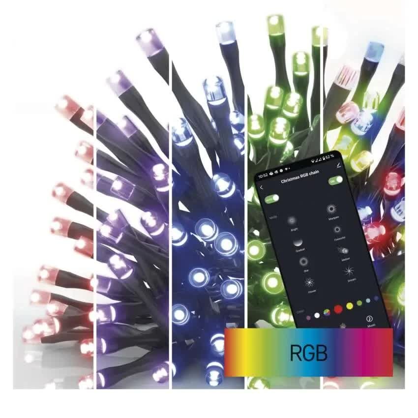 GoSmart lampki choinkowe 80LED 8m RGB czarny przewód 64 programów IP44 ...