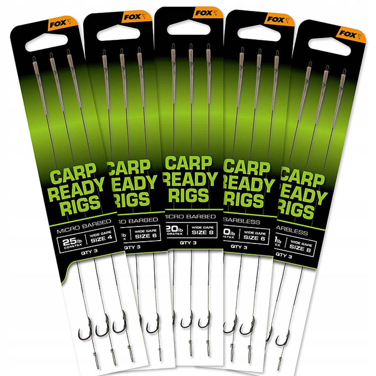 GOTOWE PRZYPONY FOX CARP READY RIGS X3 WIDE GAPE 20 LB R 6 - Fox ...