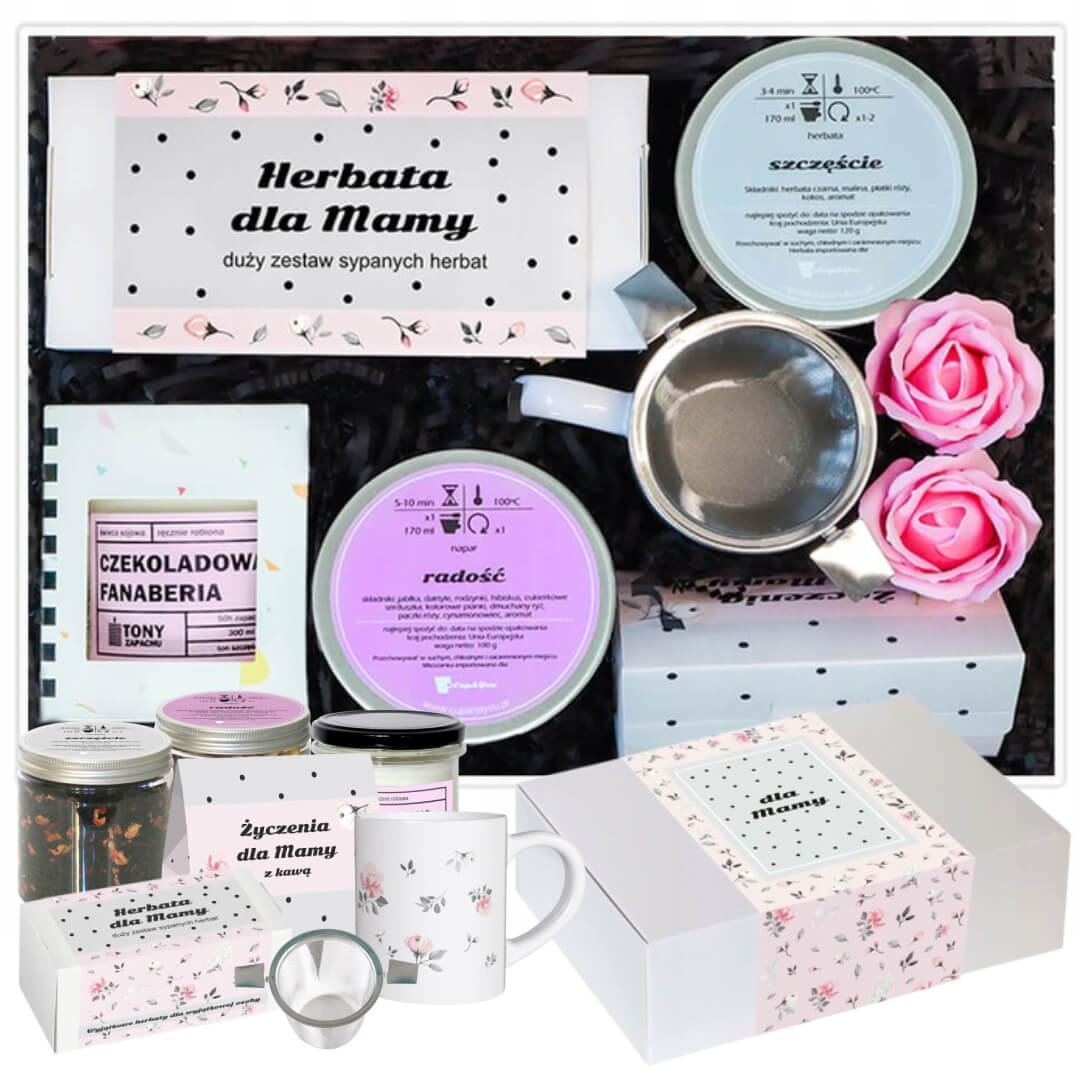 Gotowy zestaw kosz prezentowy „Najlepsza Mama“ BOX kawy herbaty smakowe ...