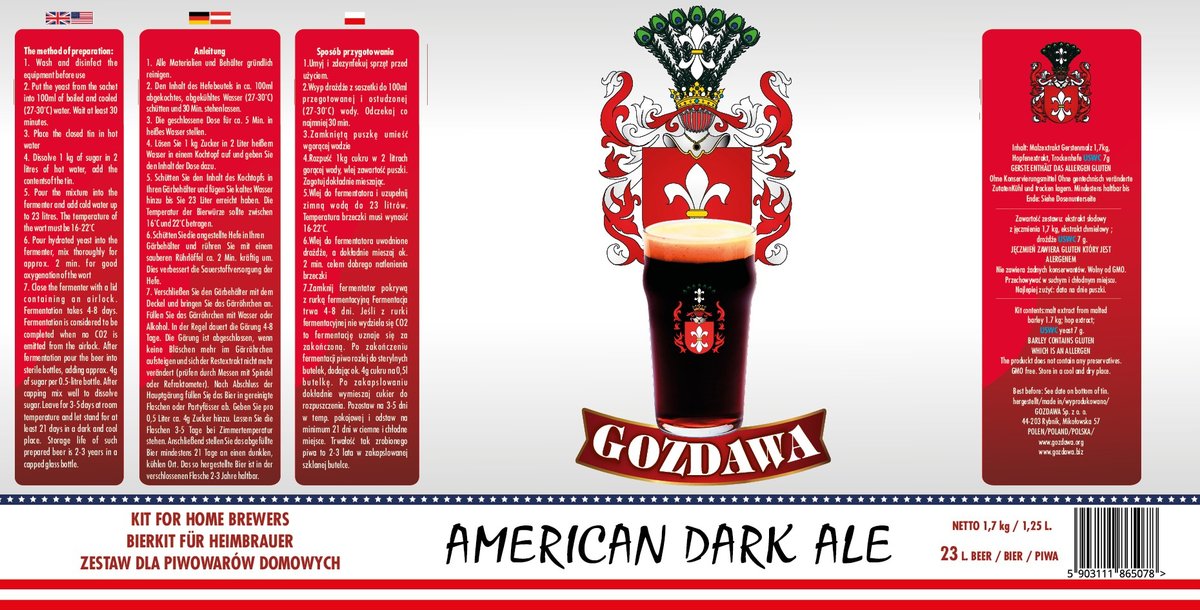 GOZDAWA PIWO DOMOWE 23L DARK ALE brewkit deptana - Inna marka | Sklep ...