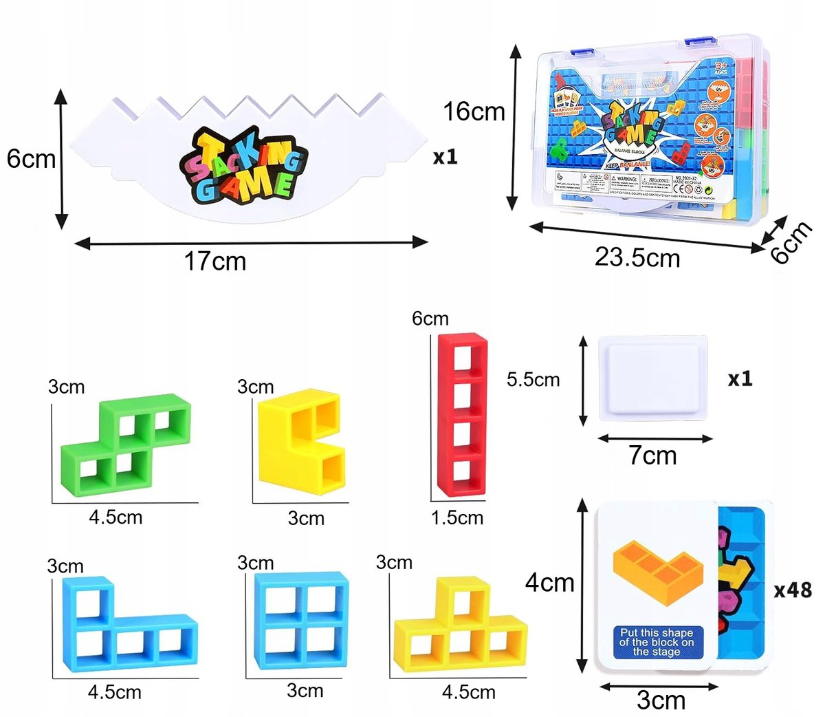 GRA EDUKACYJNA TETRA TOWER UKŁADANKA TETRIS WIEŻA PREZENT 48 KLOCKÓW ...