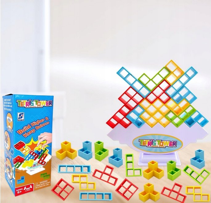 GRA EDUKACYJNA UKŁADANKA KLOCKI TETRIS TETRA WIEŻA BALANSUJĄCA - Inna ...