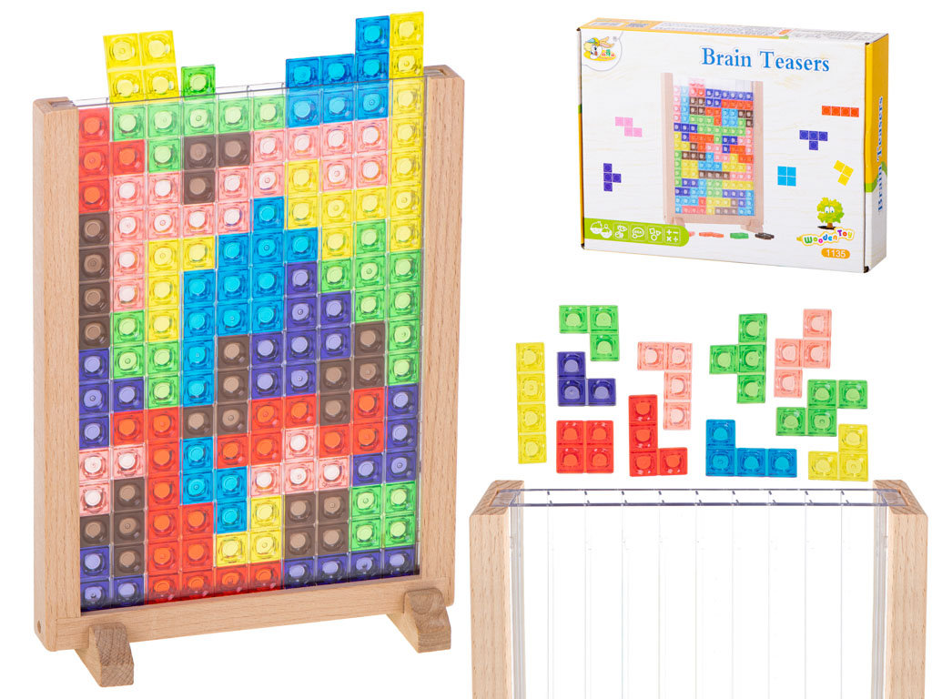 Gra Logiczna Tetris Tetra Układanka Edukacyjna Drewniana Puzzle Klocki ...