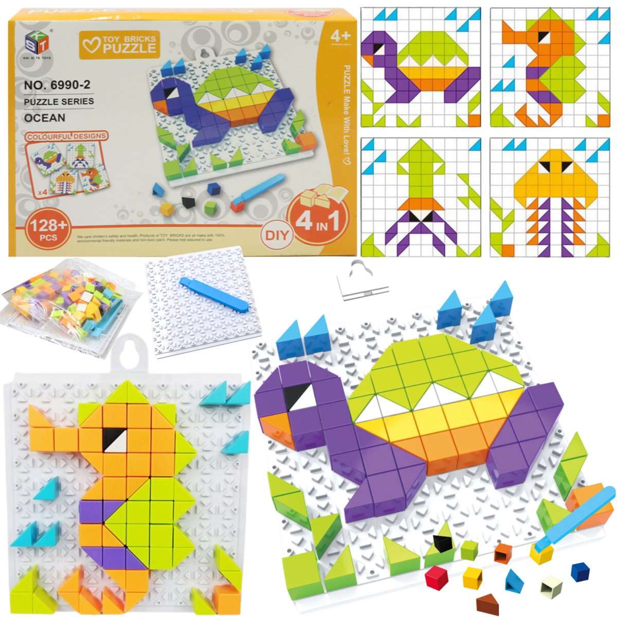 Gra Logiczna Układanka Karty Montessori Tangram Puzzle Klocki Mozaika ...