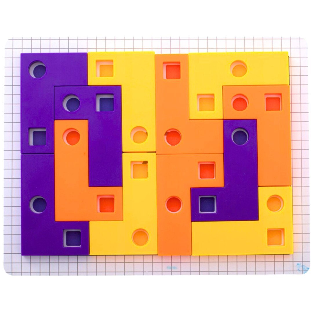 GRA LOGICZNA UKŁADANKA Z KARTAMI KOLOROWE PUZZLE KLOCKI POZIOM 1 - Inna ...