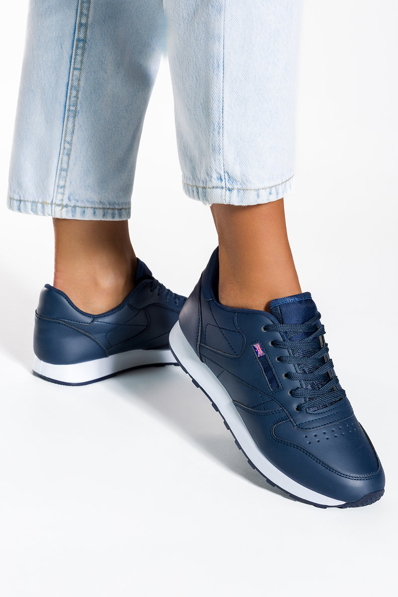 Granatowe sneakersy damskie buty sportowe sznurowane Casu 77036-4-37 ...