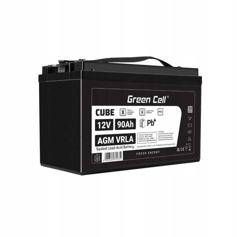 Greencell Akumulator Agm 12V 90Ah Vrla Bezobsługowy Do Kampera Fotowoltaiki - Inna marka | Sklep ...