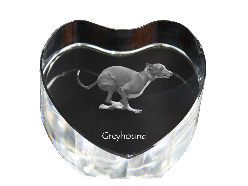 Greyhound, Chart angielski - zdjęcie psa w krysztale, kryształowe serce ...