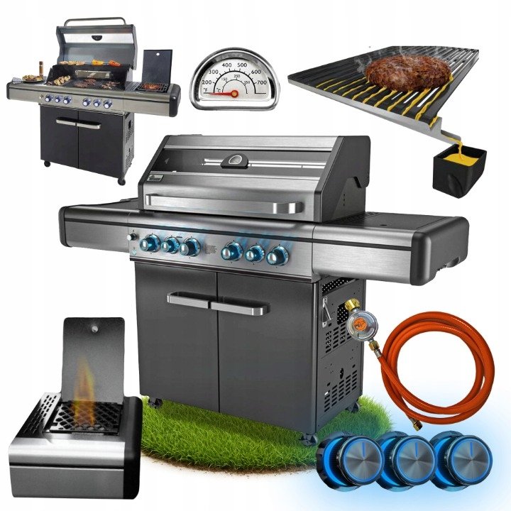 Grill Gazowy Ogrodowy 5+1 Palników Fornetto Sorrento 4 Burner Gas Bbq ...