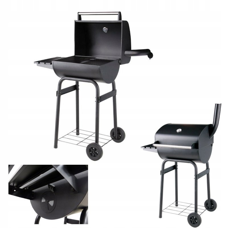 GRILL OGRODOWY DUŻY POJEMNY GRIL Z POKRYWĄ PÓŁKI. - LUND | Sklep EMPIK.COM