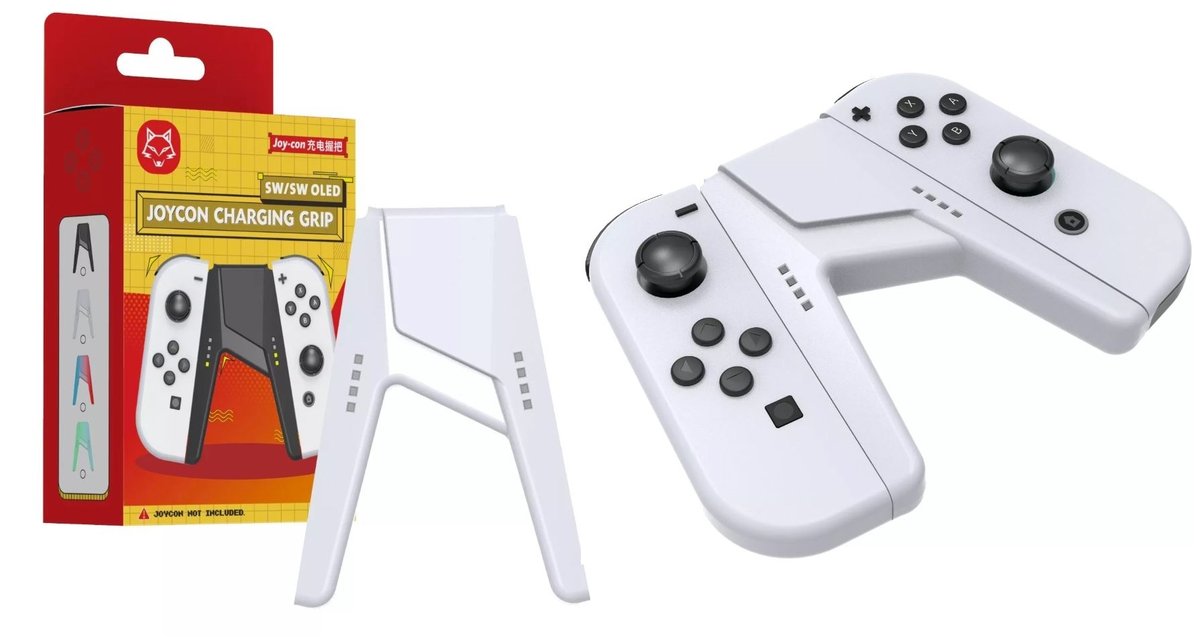 Grip, Uchwyt Z Funkcją Ładowania + Kabel Usb Na Ns Joy-Con'Y Oled Biały - Inny producent | Gry i ...