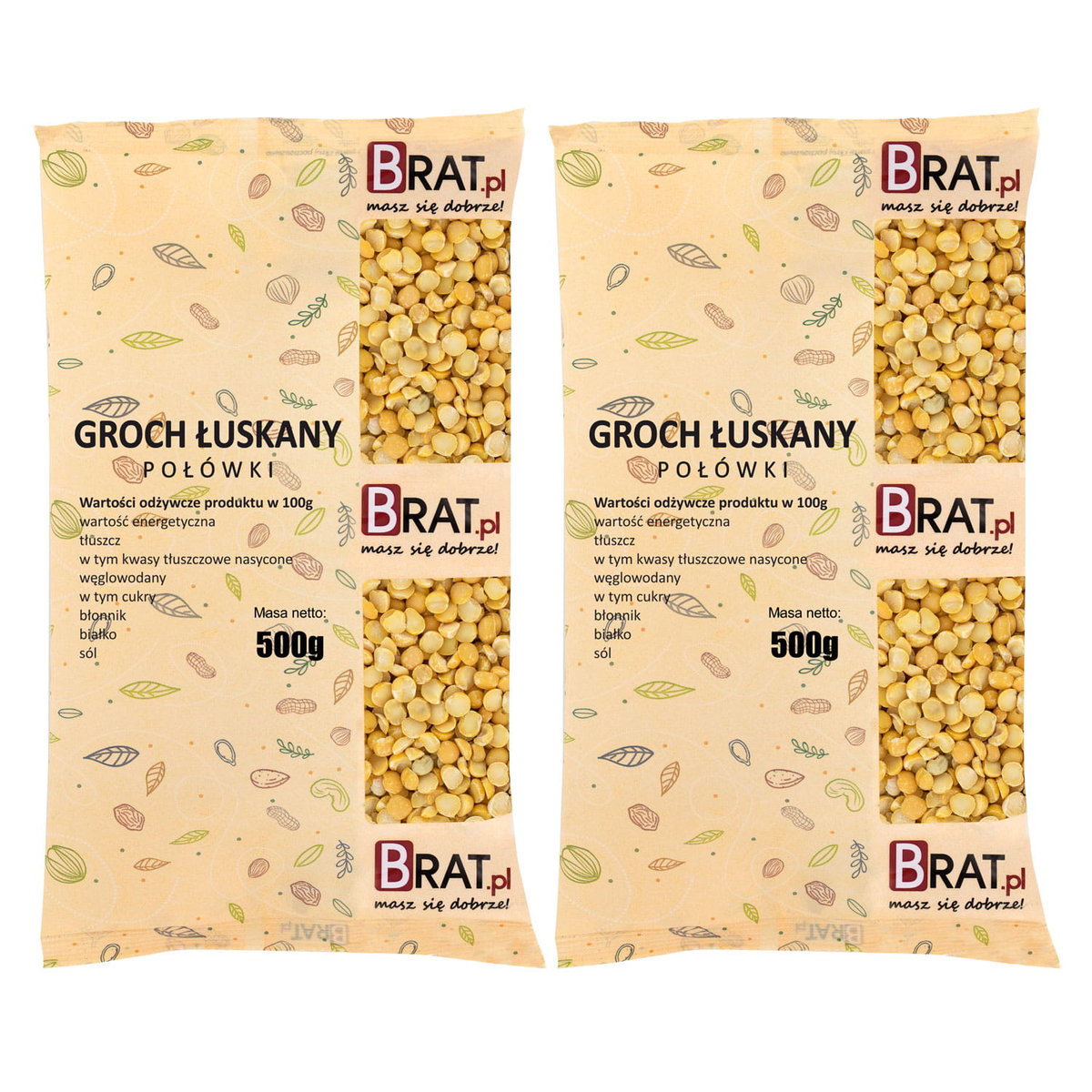 Groch Łuskany Połówki 1Kg (2X500G) - BRAT.pl | Sklep EMPIK.COM