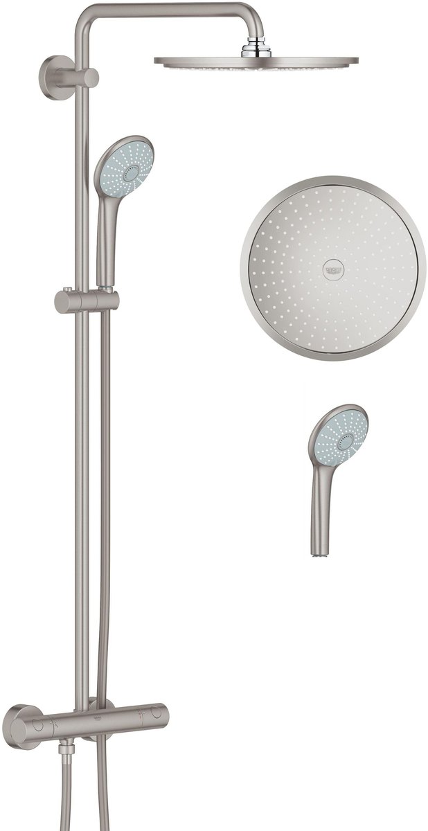 Grohe Euphoria System 310 zestaw prysznicowy ścienny termostatyczny z deszczownicą stal ...