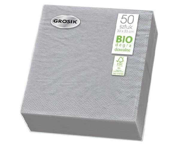 Grosik Serwetki Stołowe Szare 33X33 ( 1 Opakowanie 50Szt ) - M&C ...